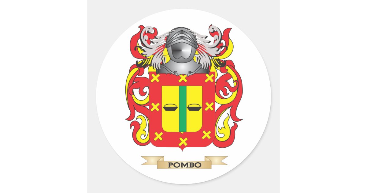 Pombo Coat of Arms (Family Crest) Classic Round Sticker | Zazzle