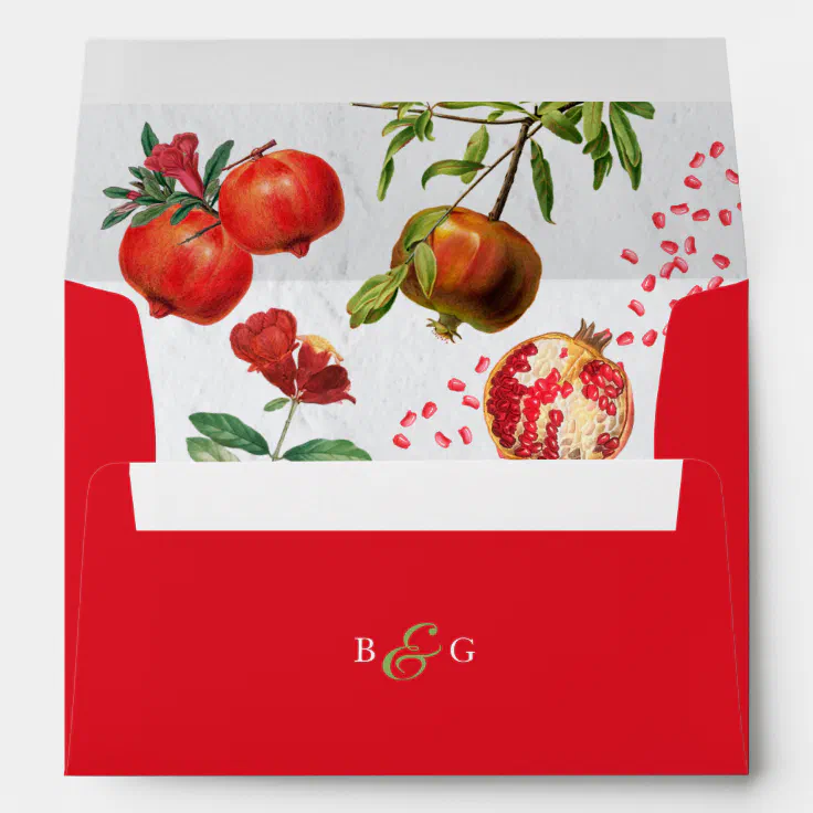 Pomegranate Mediterranean 5x7 Wedding Invitation Envelope | Zazzle