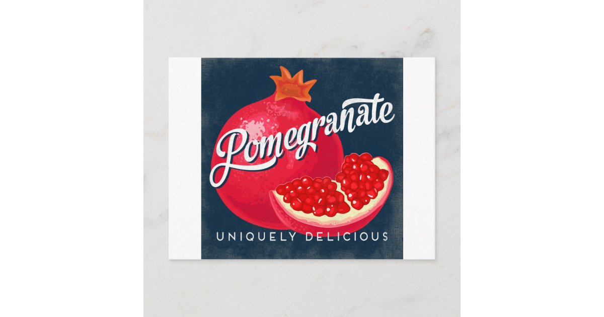 Pomegranate Postcard Vintage Fruit Label Retro | Zazzle