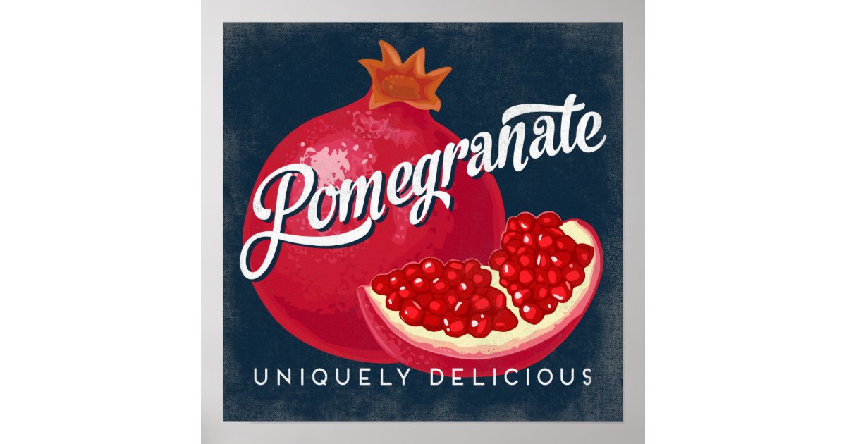 Pomegranate Vintage Fruit Label Poster | Zazzle