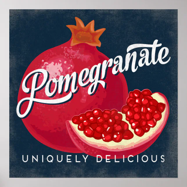 Pomegranate Vintage Fruit Label Poster | Zazzle