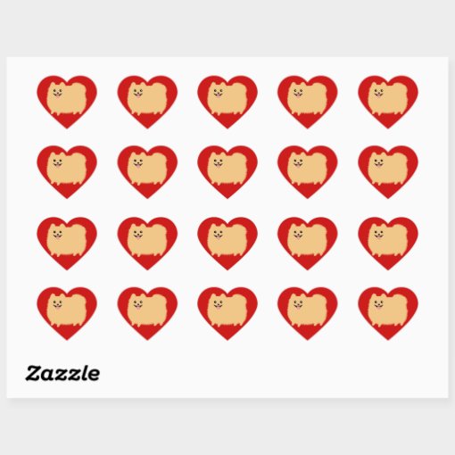 Pomeranian Cartoon Dog - Super Cute Pommy on Red Heart Sticker | Zazzle