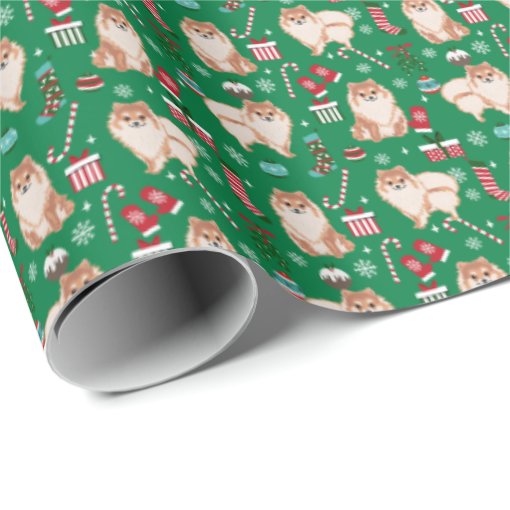Pomeranian Christmas Dog wrapping paper | Zazzle