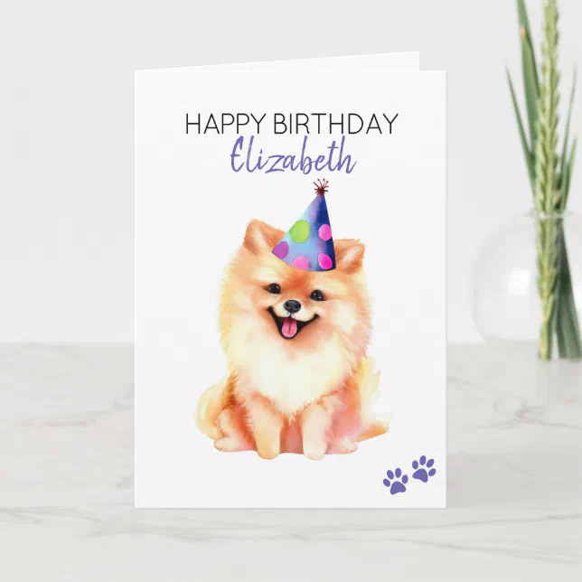 Pomeranian Dog Personalized Happy Birthday Card | Zazzle
