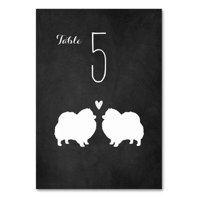Pomeranian Dog Silhouettes Wedding Reception Table Number | Zazzle
