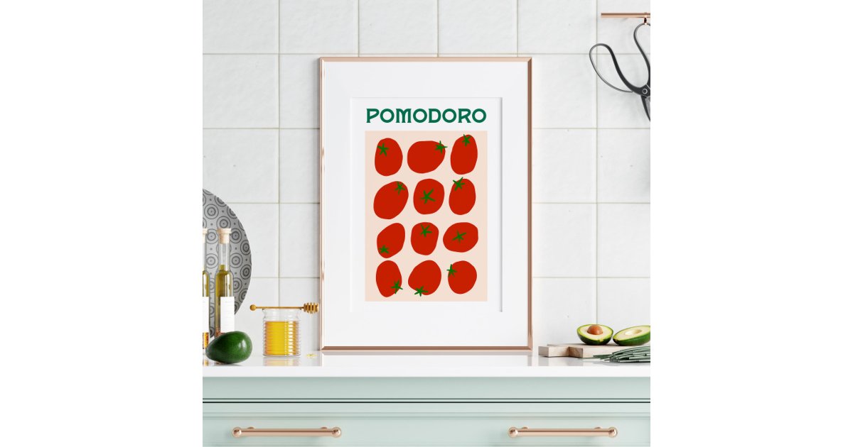 Pomodoro Italian Tomato Retro Modern Vintage Style Poster | Zazzle
