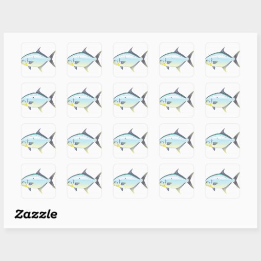 Pompano Florida fish vector illustration Square Sticker | Zazzle