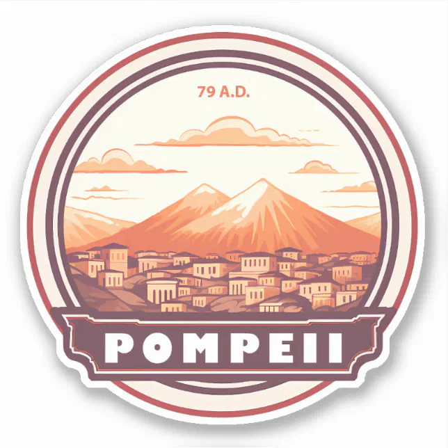Pompeii Ruins Italy Travel Art Badge Sticker | Zazzle