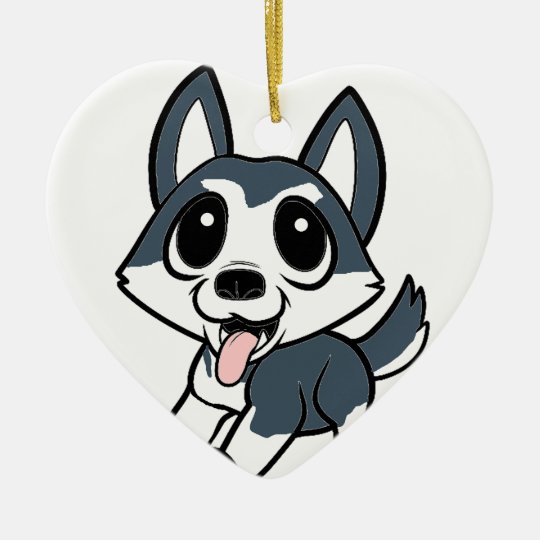 pomsky cartoon ceramic ornament | Zazzle.com