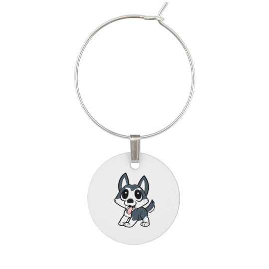 pomsky cartoon.png wine glass charm | Zazzle.com