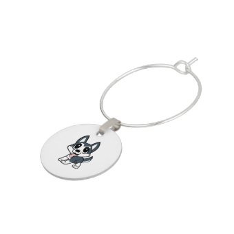 pomsky cartoon.png wine glass charm | Zazzle