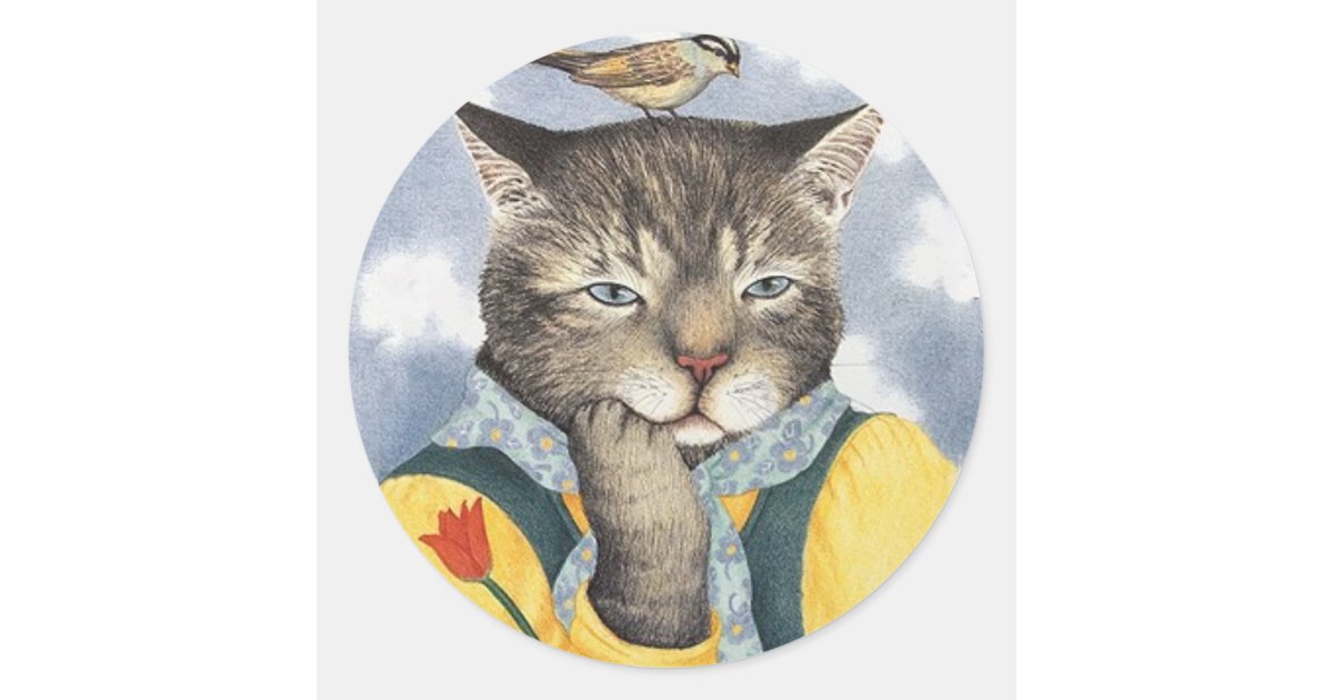 Pondering Cat Stickers | Zazzle