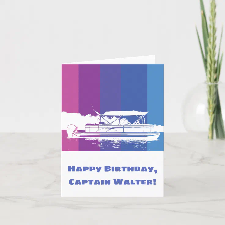 Pontoon Boat Owners Personalized Birthday Card | Zazzle