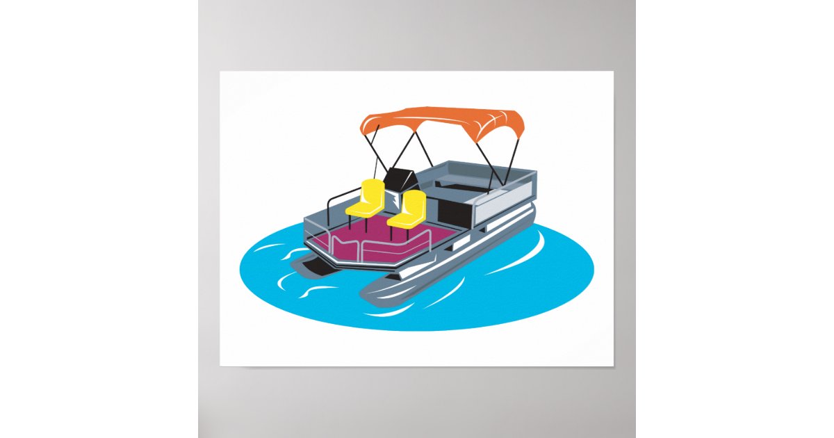 Pontoon Boat Retro Poster | Zazzle