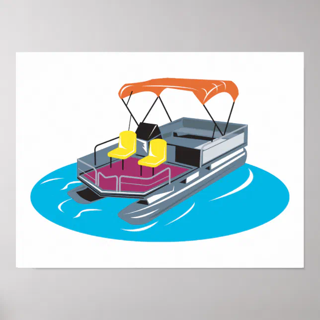 Pontoon Boat Retro Poster | Zazzle
