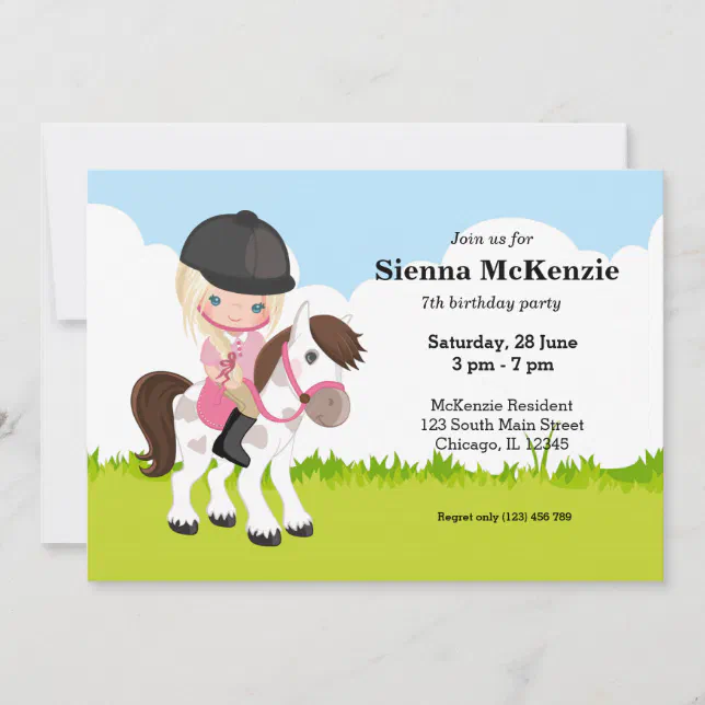 Pony Equestrian Horseback Horse riding Invitation | Zazzle