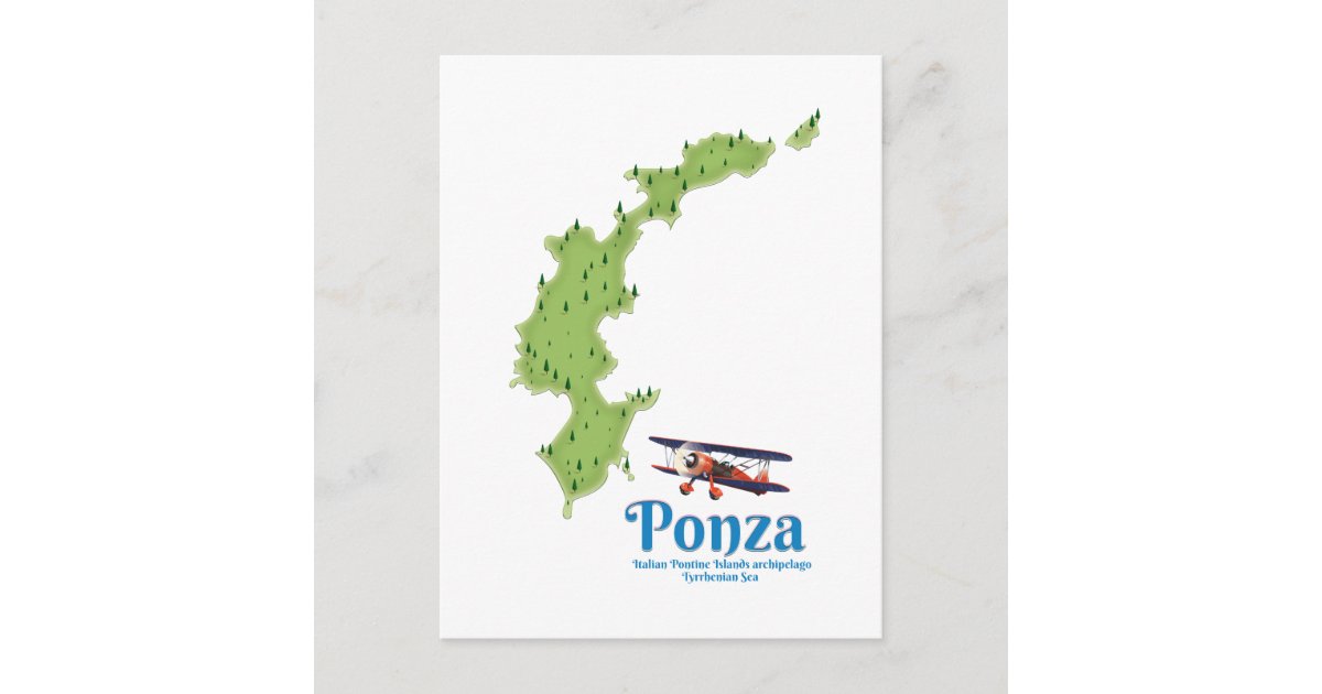 Ponza Italian island map. Postcard | Zazzle