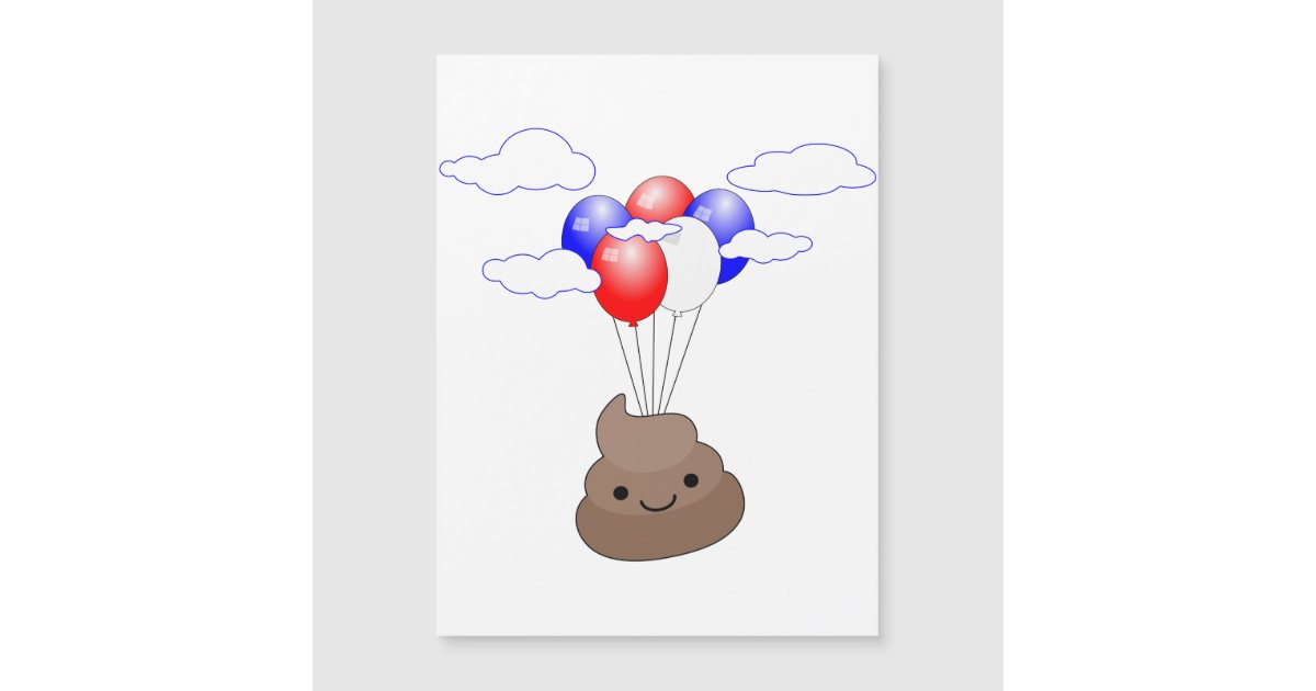 Poo Emoji Flying With Balloons Postcard | Zazzle