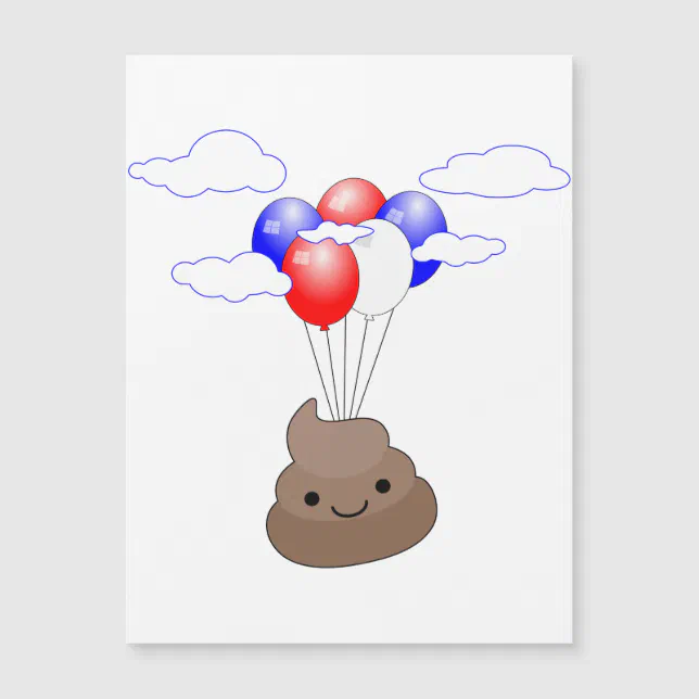 Poo Emoji Flying With Balloons Postcard | Zazzle