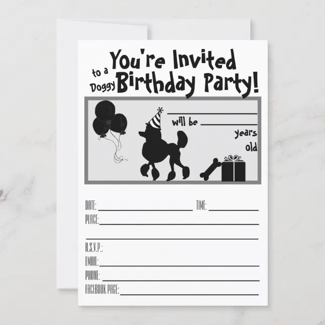 Poodle Birthday Invitation | Zazzle