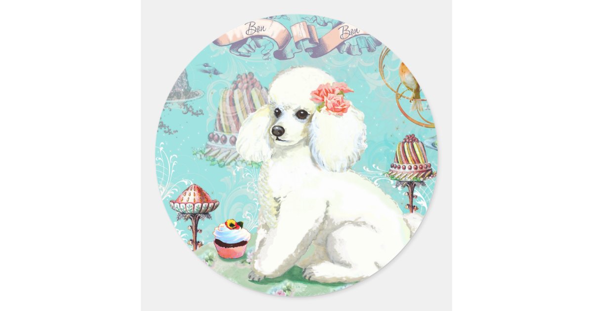 Poodle Cakes Classic Round Sticker | Zazzle