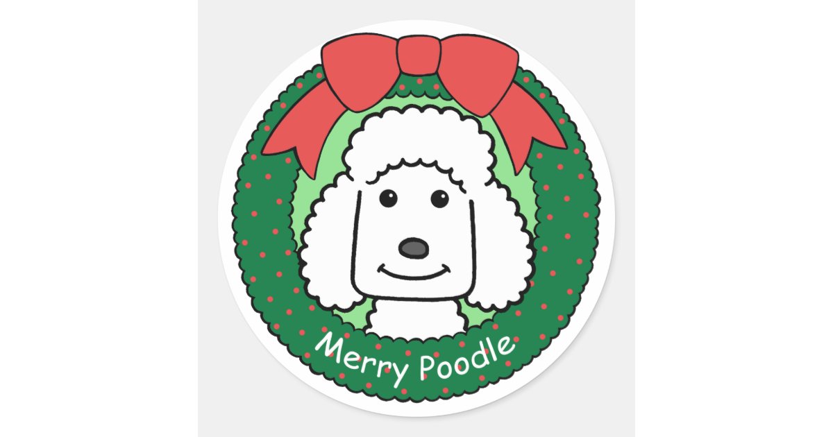 Poodle Christmas Classic Round Sticker | Zazzle