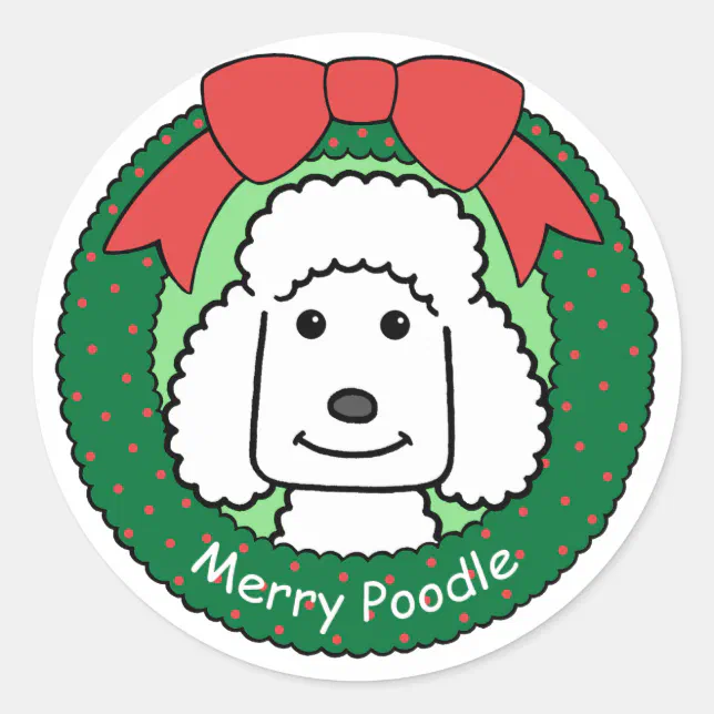 Poodle Christmas Classic Round Sticker | Zazzle