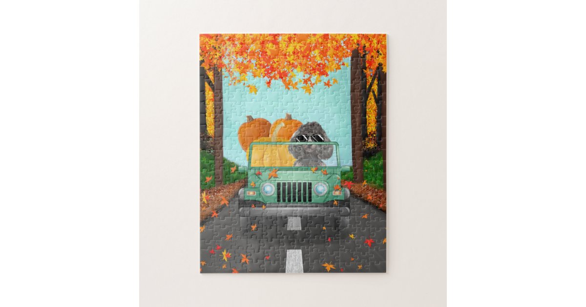 Poodle dog Fall Pumpkin Jigsaw Puzzle | Zazzle