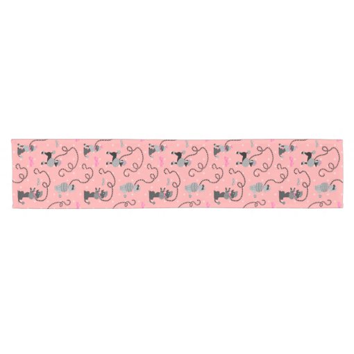 Poodle Skirt Retro Pink and Black 50s Pattern Short Table Runner | Zazzle