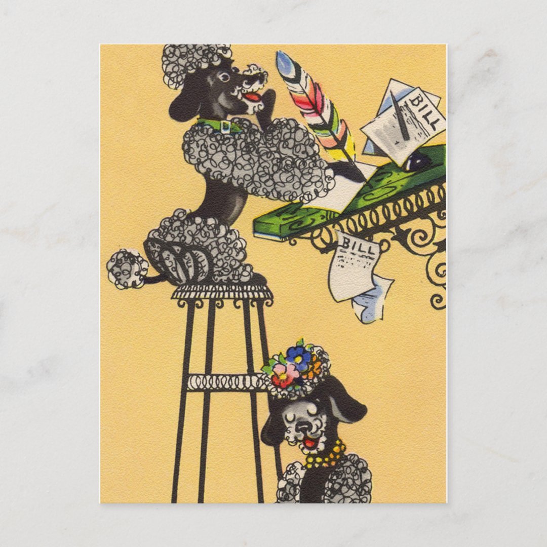 Poodles Writing Letters Postcard | Zazzle