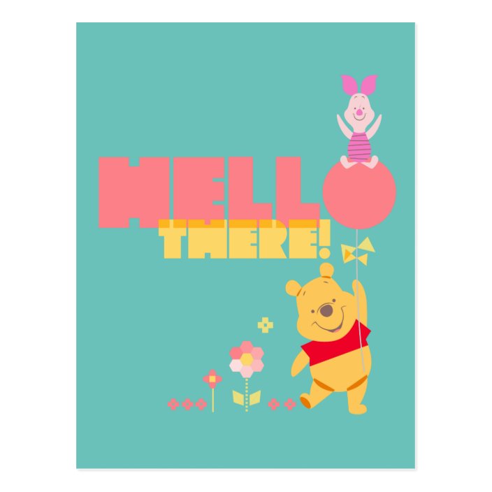 Pooh and Piglet in the Flowers - Hello There Postcard | Zazzle.com