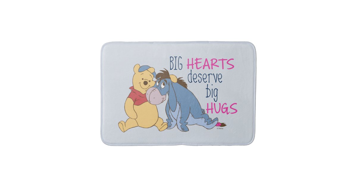 Pooh & Eeyore | Big Hearts Deserve Big Hugs Bath Mat | Zazzle