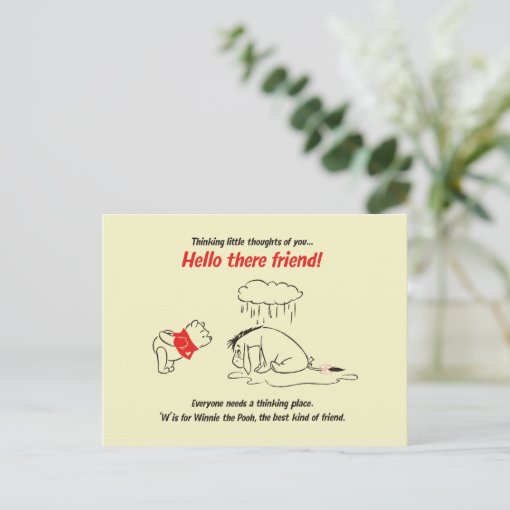 Pooh & Eeyore - Hello There Friend! Postcard | Zazzle