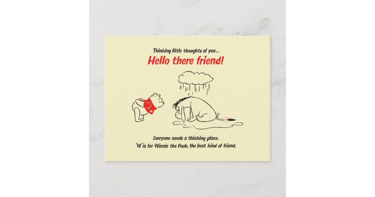 Pooh & Eeyore - Hello There Friend! Postcard | Zazzle