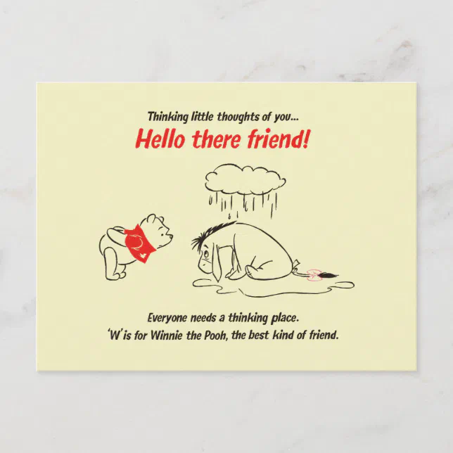 Pooh & Eeyore - Hello There Friend! Postcard | Zazzle