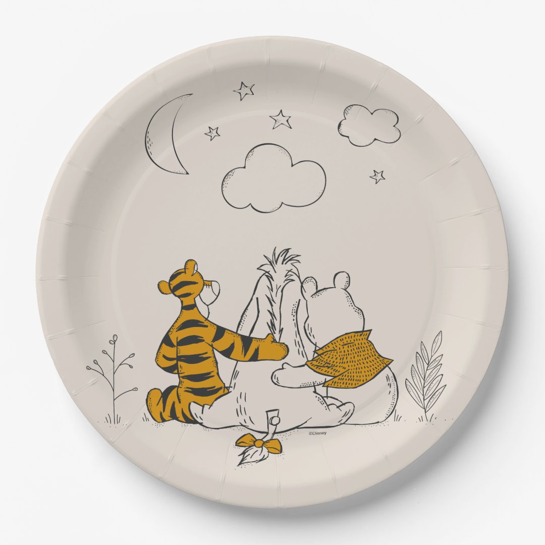 Pooh, Eeyore & Tigger | Looking up at the Sky Paper Plates | Zazzle