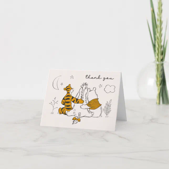 Pooh, Eeyore & Tigger | Moon & Stars Baby Shower Thank You Card | Zazzle