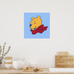 Pooh in Red Scarf Poster | Zazzle