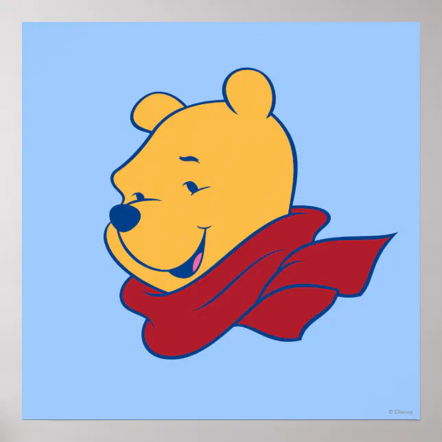 Pooh in Red Scarf Poster | Zazzle