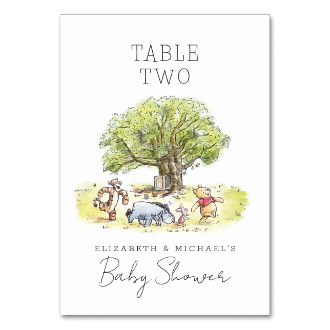 Pooh & Pals Watercolor Table Number | Zazzle