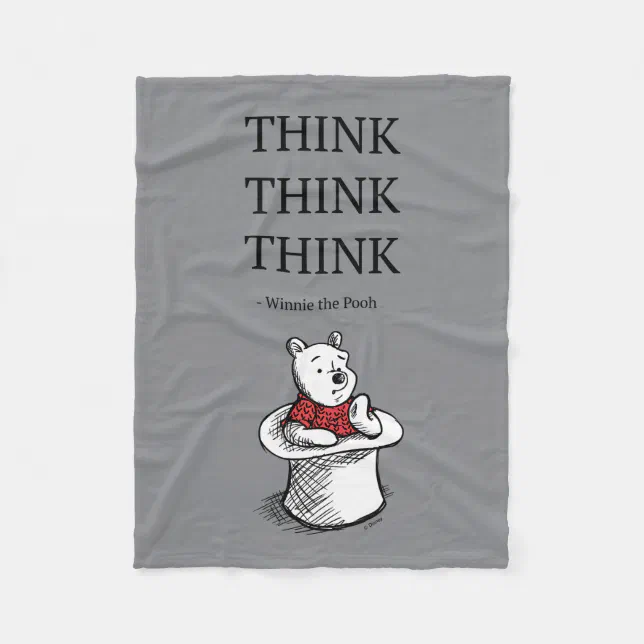 Pooh | Think Think Think Quote Fleece Blanket | Zazzle