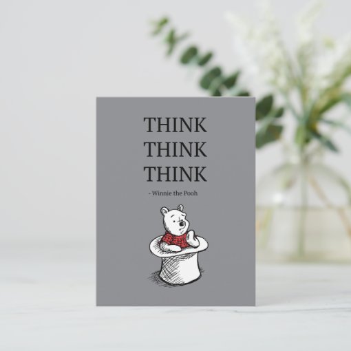 Pooh | Think Think Think Quote Postcard | Zazzle