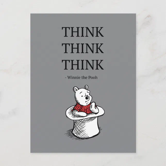 Pooh | Think Think Think Quote Postcard | Zazzle