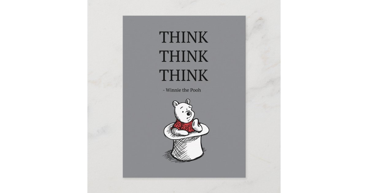 Pooh | Think Think Think Quote Postcard | Zazzle