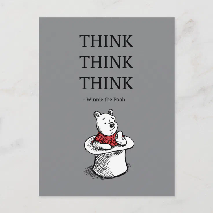 Pooh | Think Think Think Quote Postcard | Zazzle