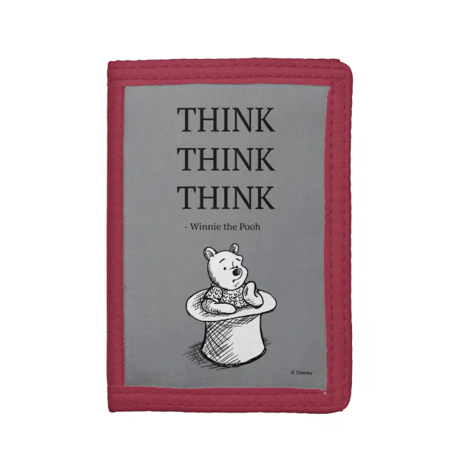 Pooh | Think Think Think Quote Trifold Wallet | Zazzle
