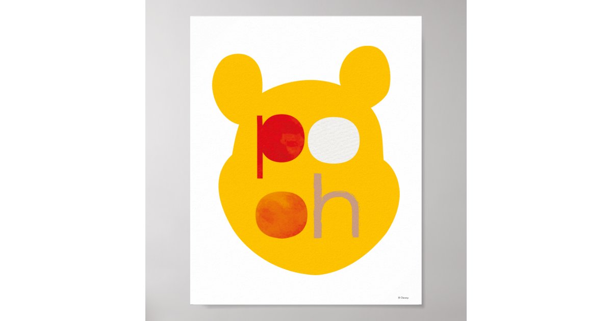 Pooh | Watercolor Big Head Poster | Zazzle
