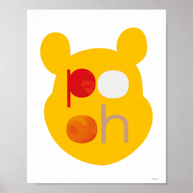Pooh | Watercolor Big Head Poster | Zazzle