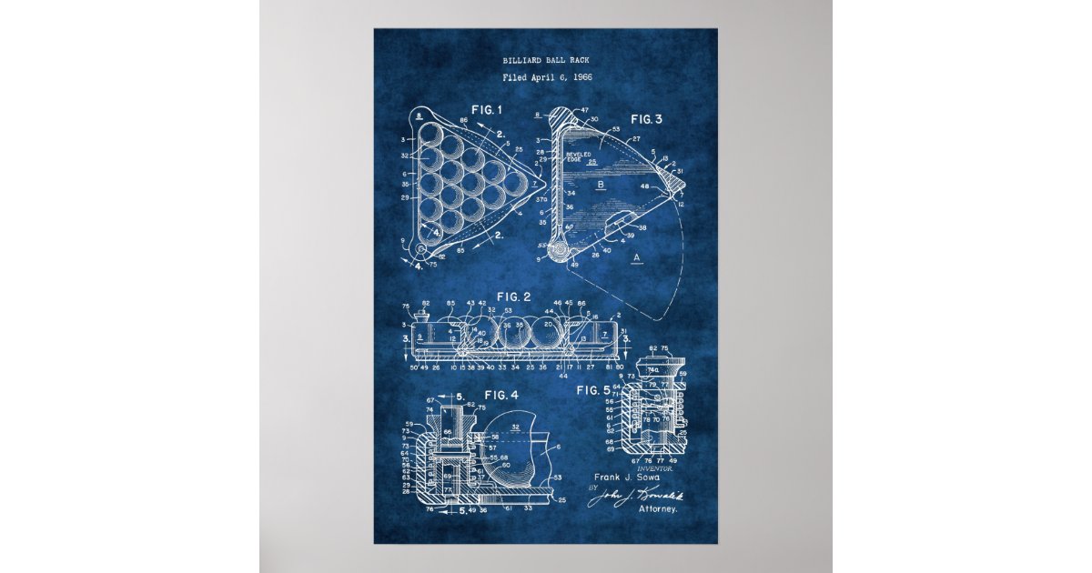 Pool Ball Rack Patent #9 Rec Room Poster | Zazzle