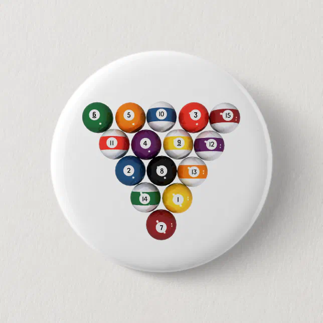 Pool Balls / Billiards: 3D Model: Pinback Button | Zazzle